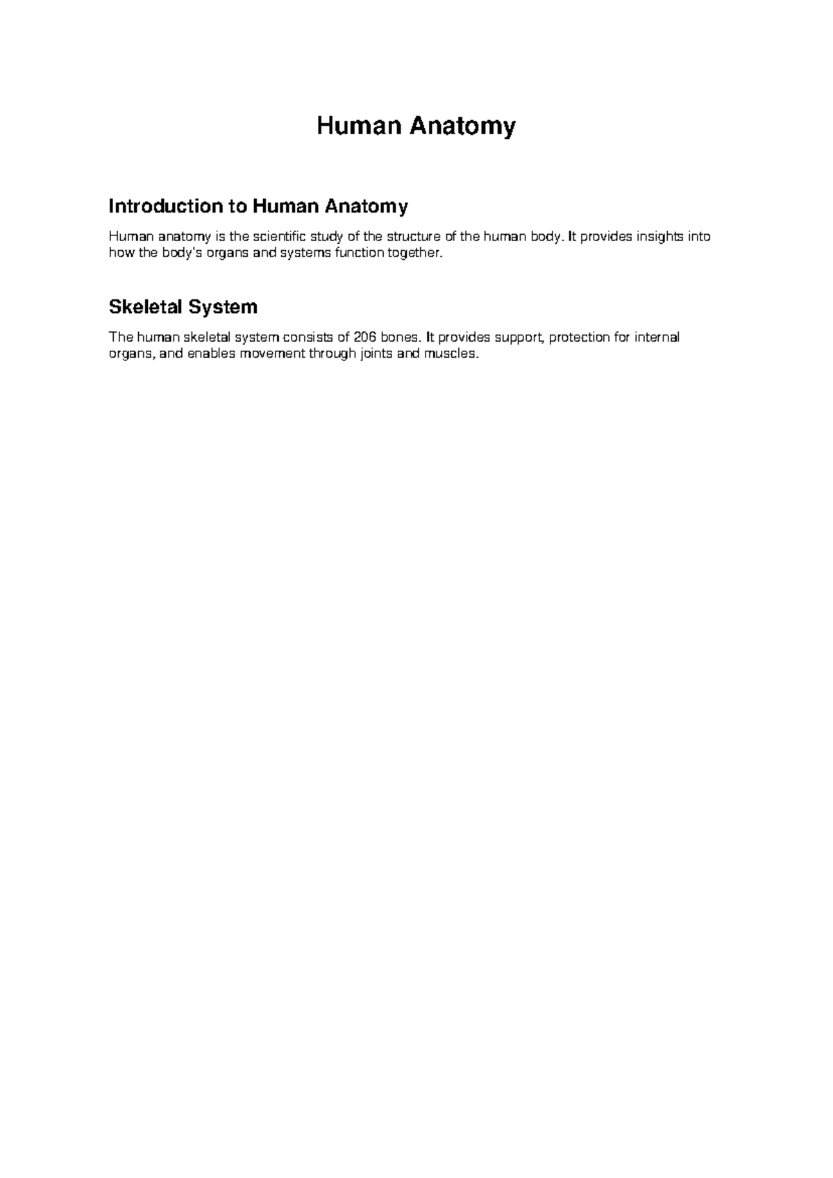 Introduction to Human Anatomy (Course Code: ANAT101) - Studocu