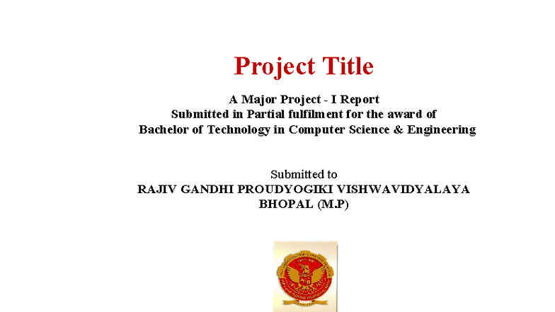1. First Pages of Major Project - I - Project Title A Major Project - I ...