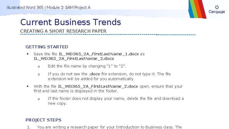 Illustrated Word 365 Module 2: SAM Project A Research Paper Guide - Studocu