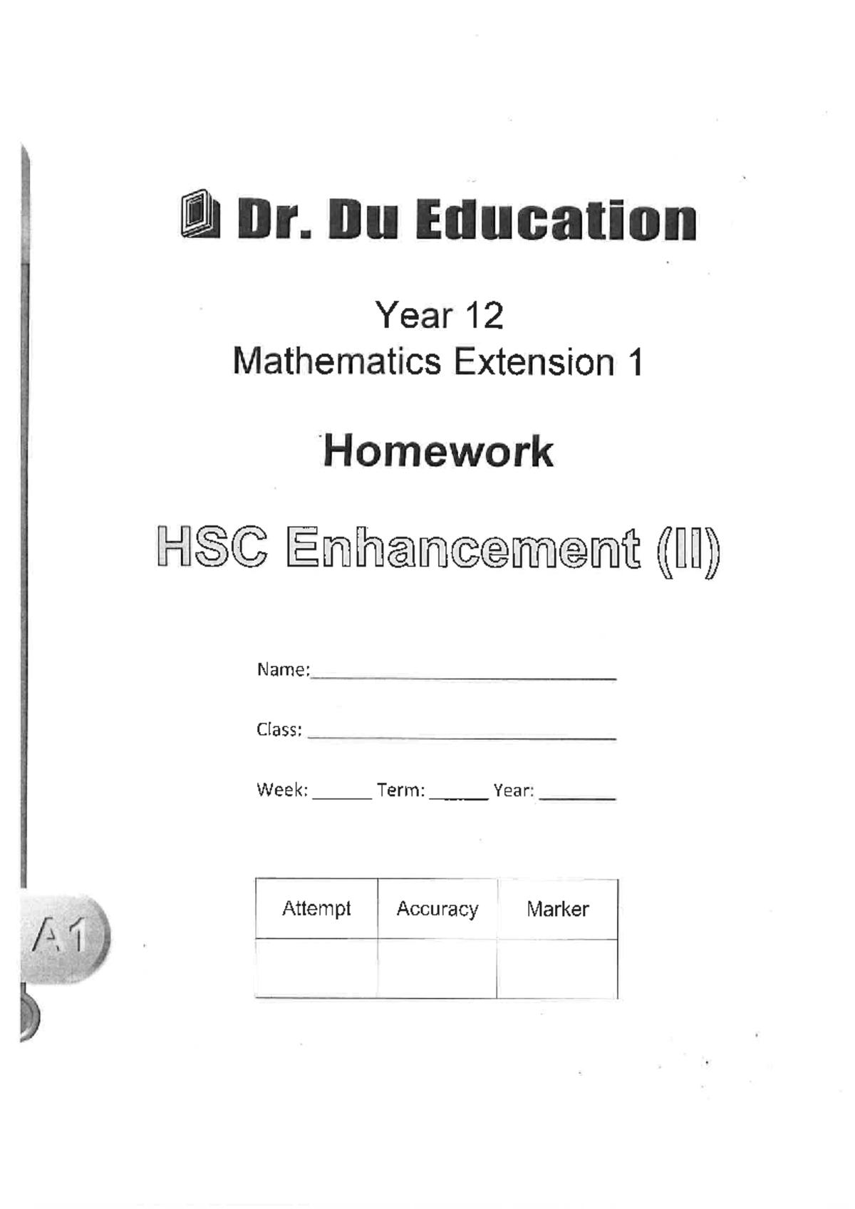 Year 12 Mathematics Extension 1 HSC Enhancement (II) Homework - Studocu