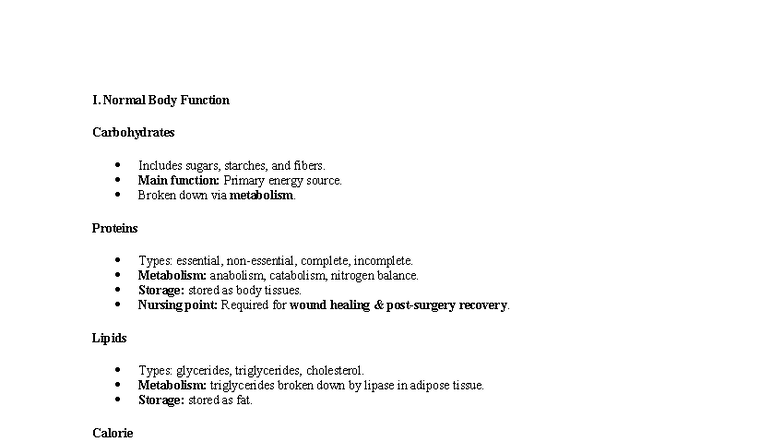 Fundamentals Nursing Final Exam Notes: Body Functions & Nutrition - Studocu