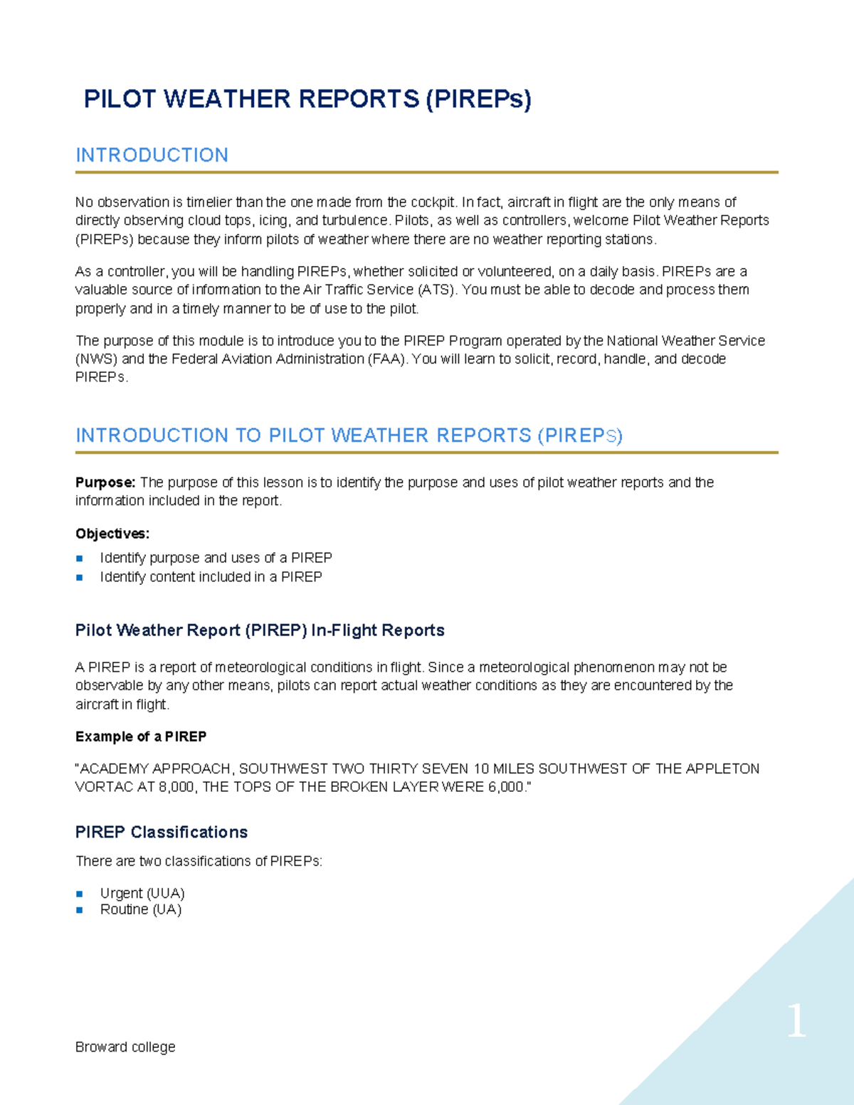 Introduction to Pilot Weather Reports (PIREPs): Overview & Applications ...