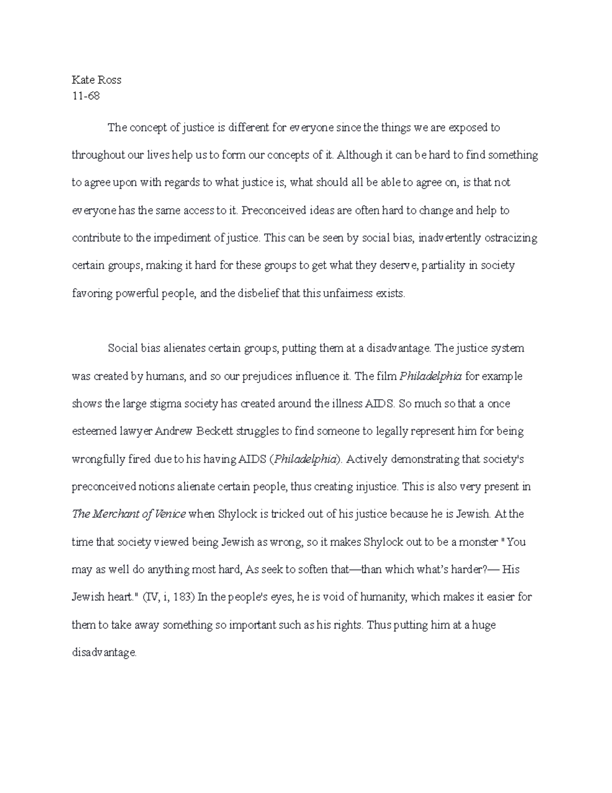ENG 102 Essay 2: The Impact of Social Bias on Justice - Studocu