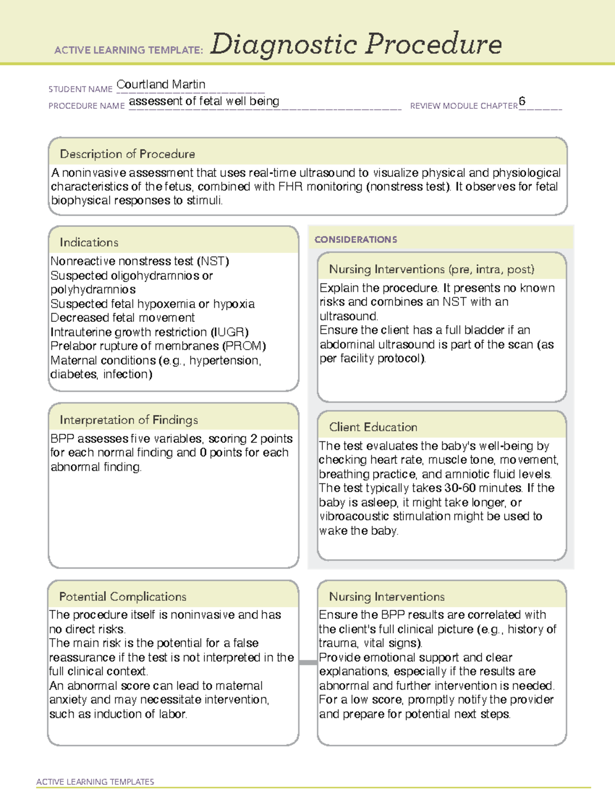 Active Learning Template: Diagnostic Procedure - Fetal Well-Being ...