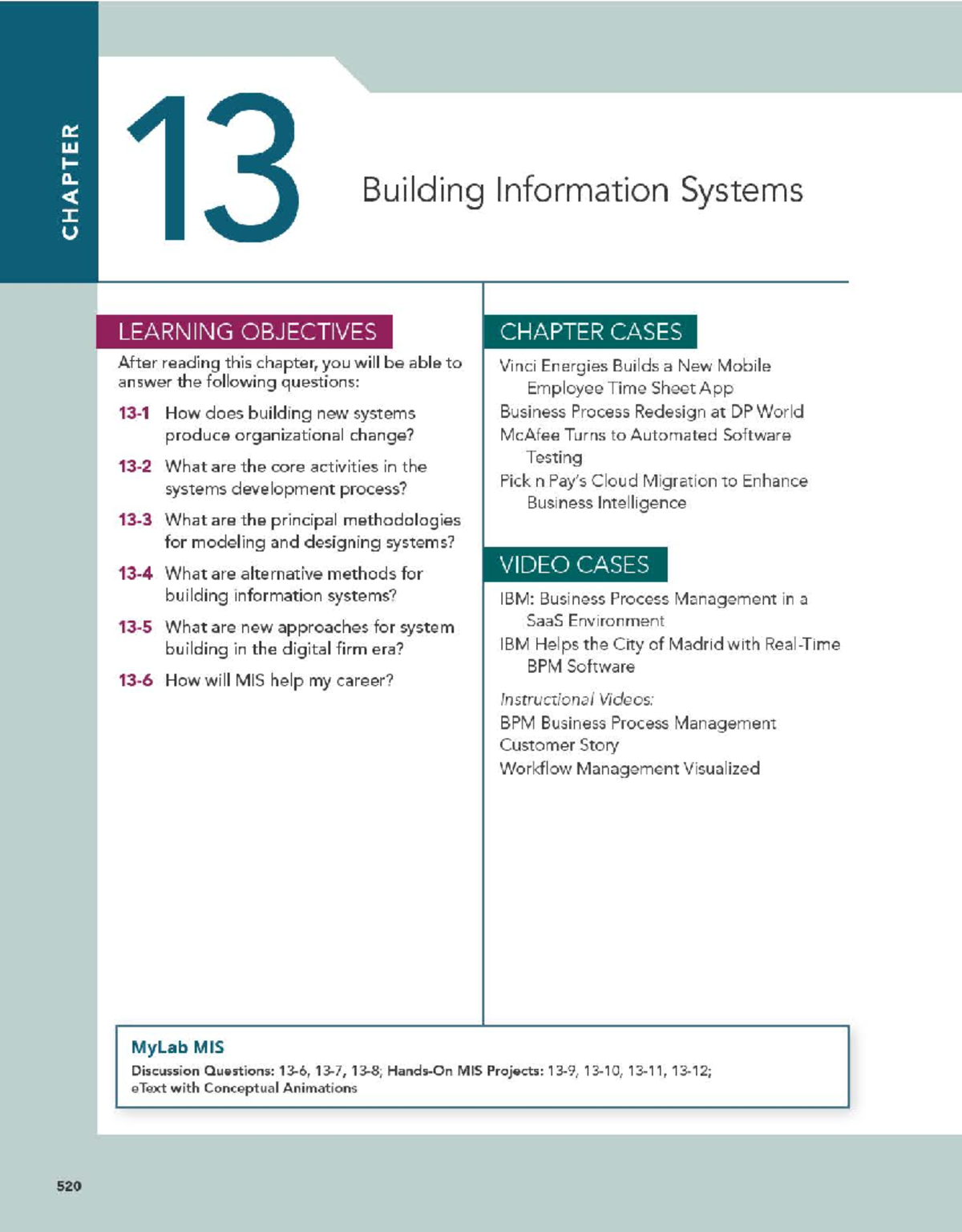Chapter 13 Building Information Systems - MIS, 17th Global Edition Laudon Laudon - 520 Building ...
