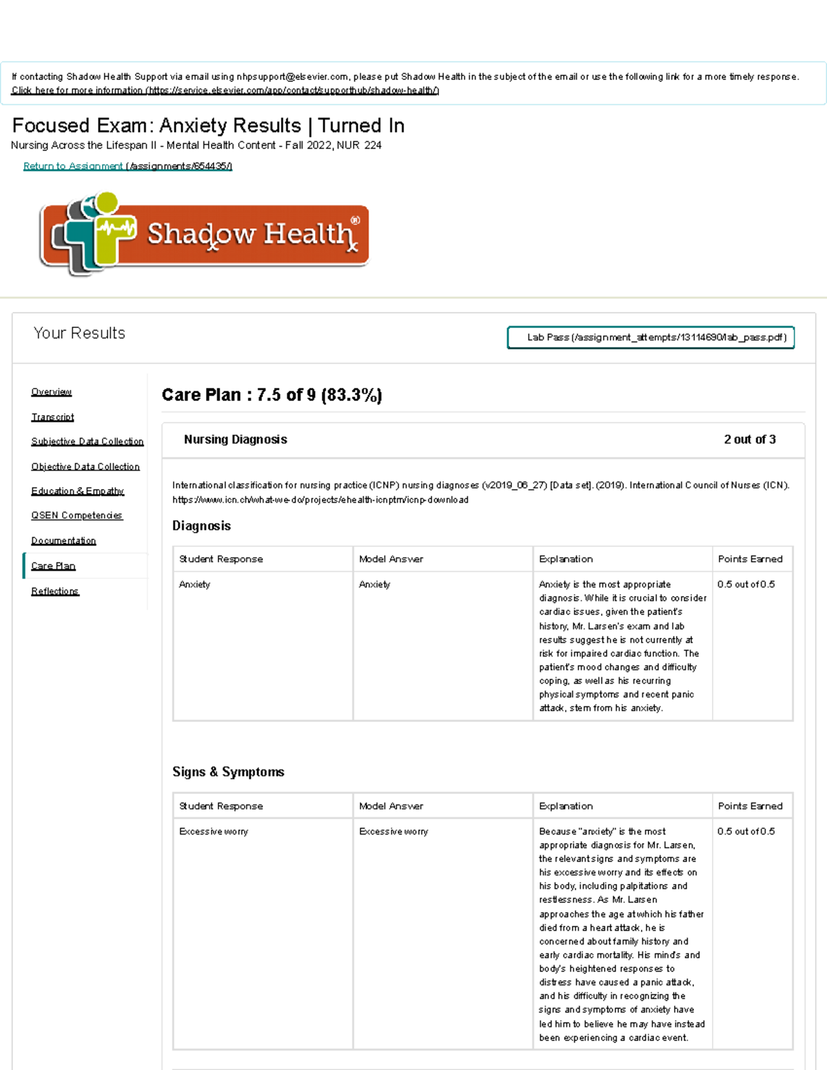 NUR 224 Final Exam: Anxiety Care Plan for Mr. Larsen - Studocu