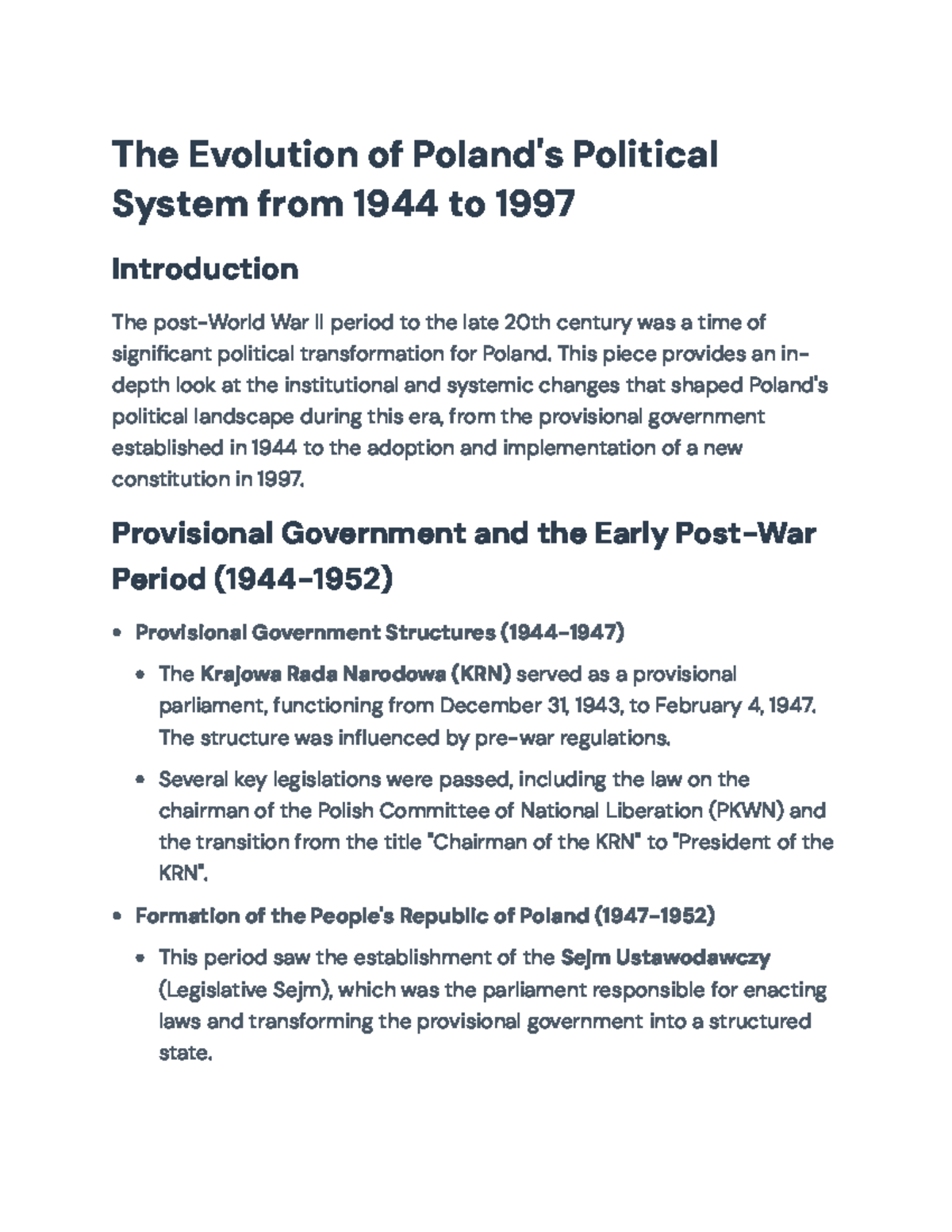 The Evolution of Poland's Political System: 1944-1997 Overview - The ...