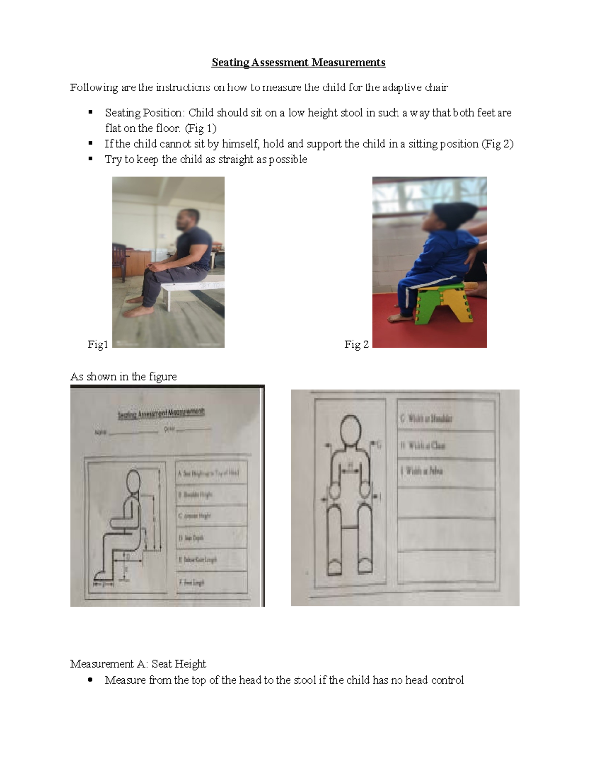 Seating Assessment Measurements for Adaptive Chair AD - Studocu