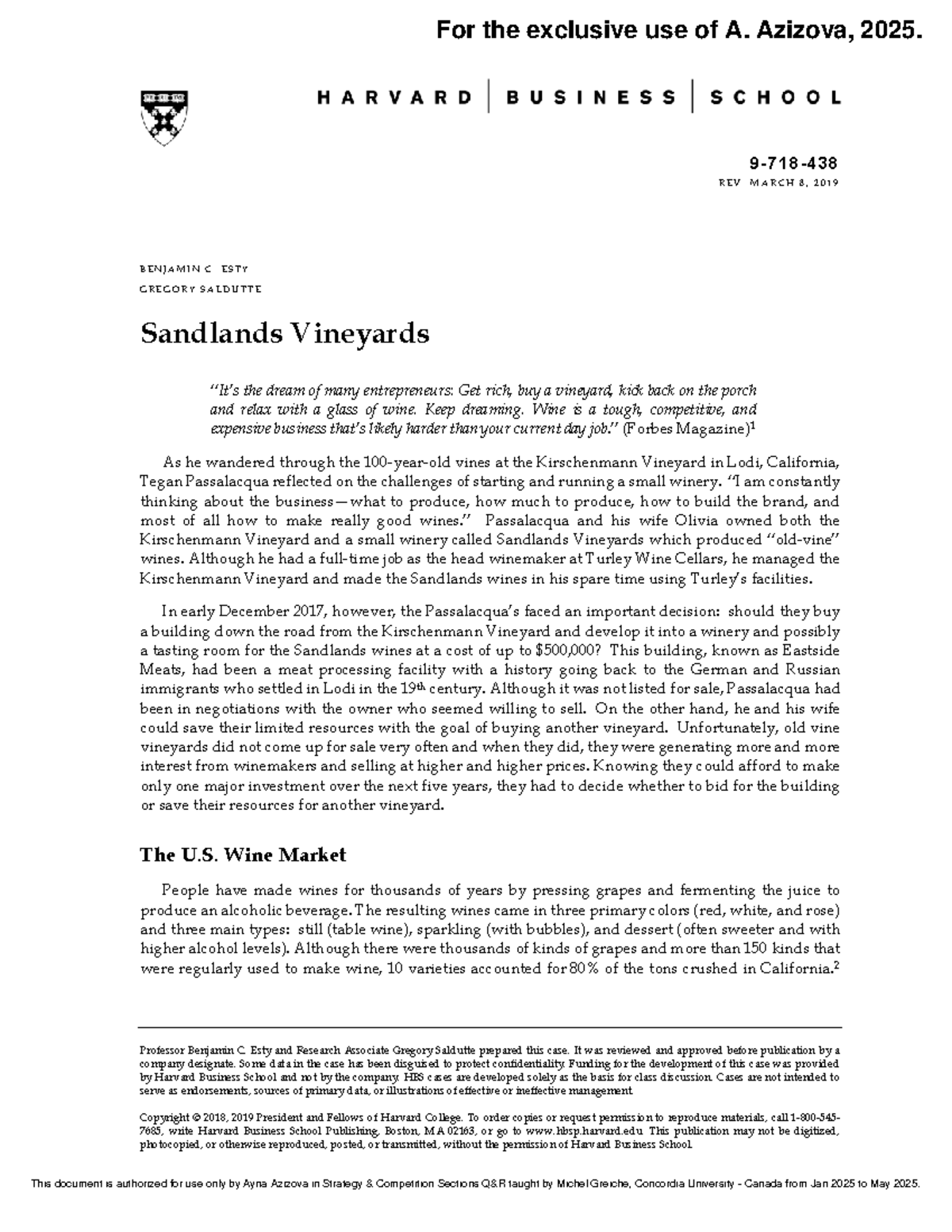Case Study: Sandlands Vineyards - Strategy & Challenges in Winemaking ...