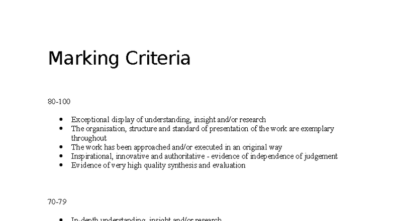 Marking Criteria for Exceptional Research and Presentation Standards ...