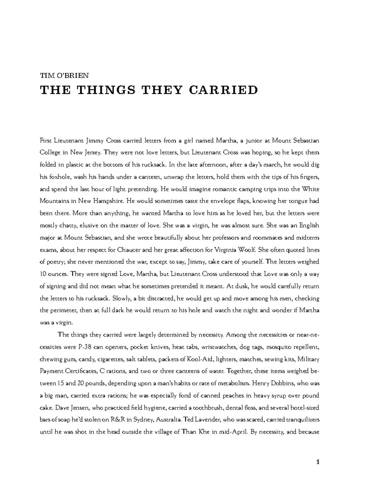 Analyzing Burdens in "The Things They Carried" (ENG 202) - Studocu