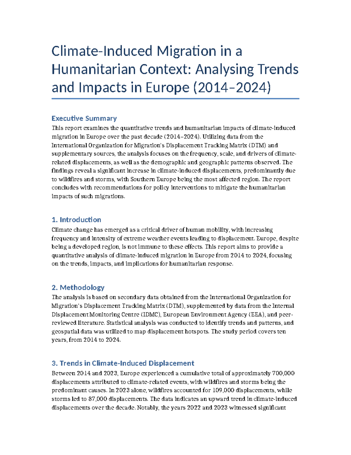 Migration in a Humanitarian Context: Trends & Impacts in Europe (2014 ...