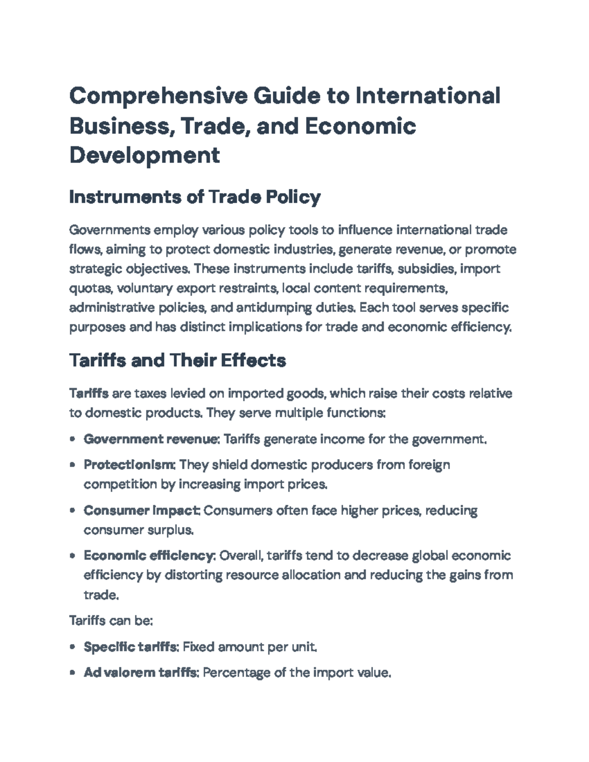 Comprehensive Guide to FDI Policies and Global Trade Dynamics (IB 101 ...