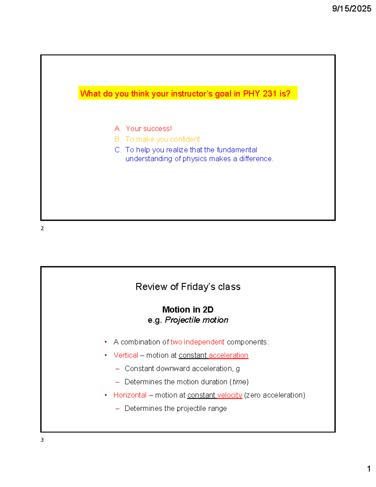 Understanding 2D Motion & Relative Motion Concepts in PHY 231 - Studocu