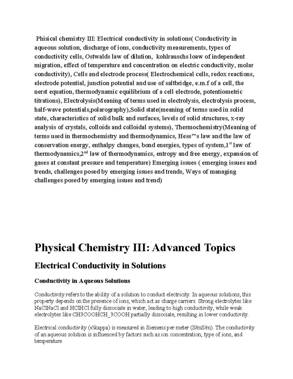 Organic Chemistry III 301.302: Advanced Topics in Aromatic Compounds ...