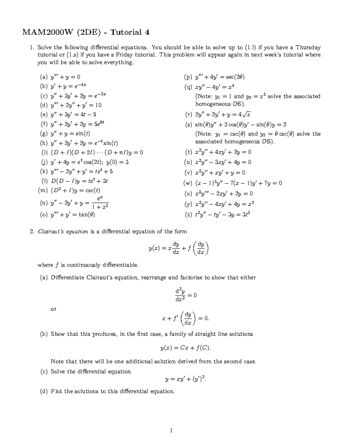 (2DE) Tutorial 04: Solving Differential Equations and Analysis - Studocu