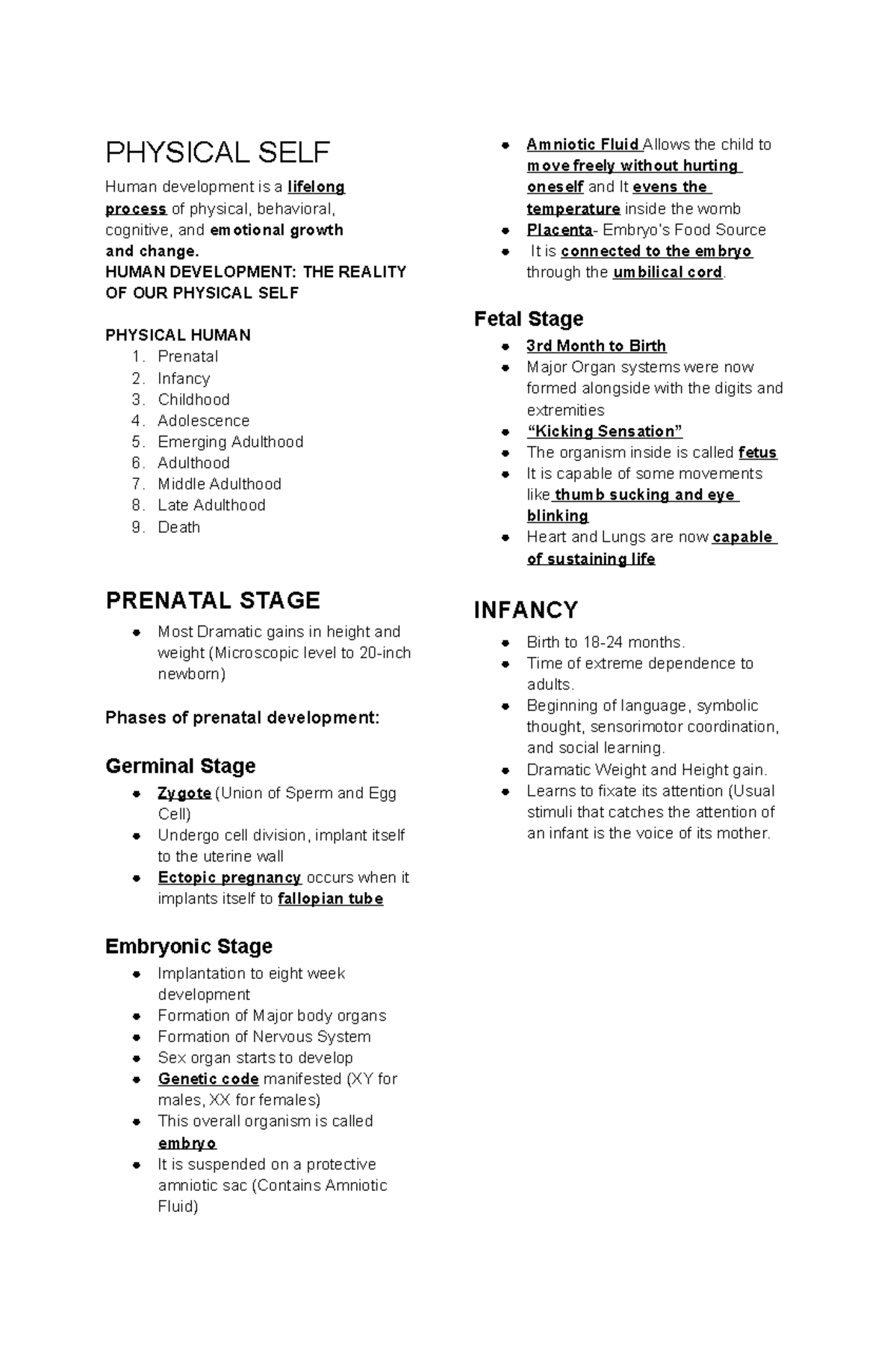 Physical SELF - UTS - PHYSICAL SELF Human development is a lifelong process of physical ...