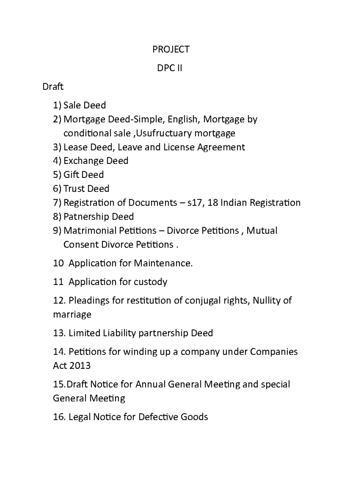 Project DPC II - Drafts of Legal Documents and Agreements - Studocu