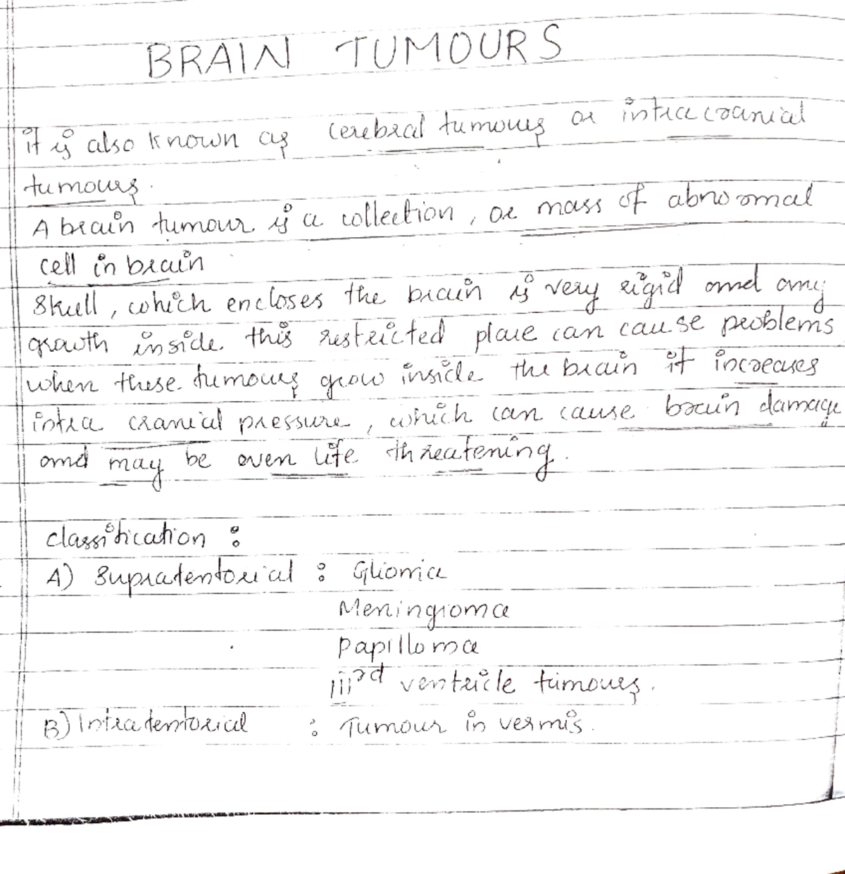 Clinical Neuro Exam Notes: Brain Tumors Overview & Types - Studocu