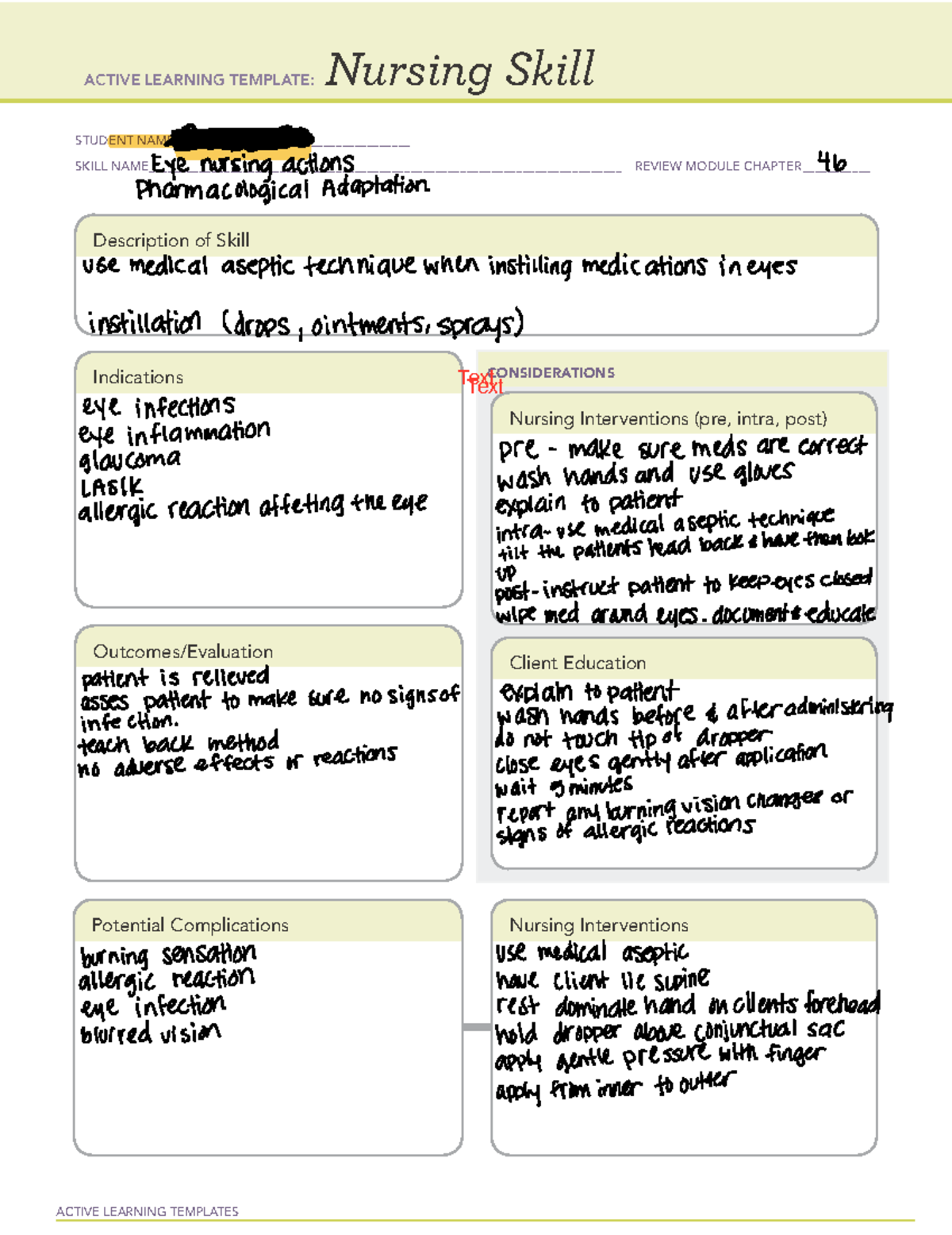 ACTIVE LEARNING TEMPLATE: Nursing Skill Review for Eyenursing Actions ...