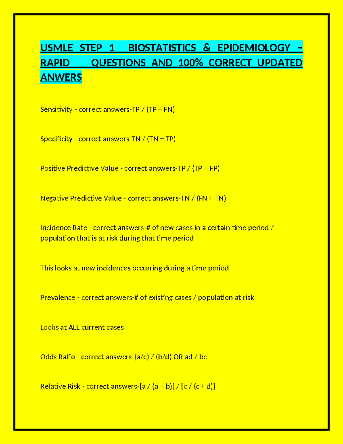 USMLE STEP 1 Biostatistics & Epidemiology: Rapid Q&A with Correct ...