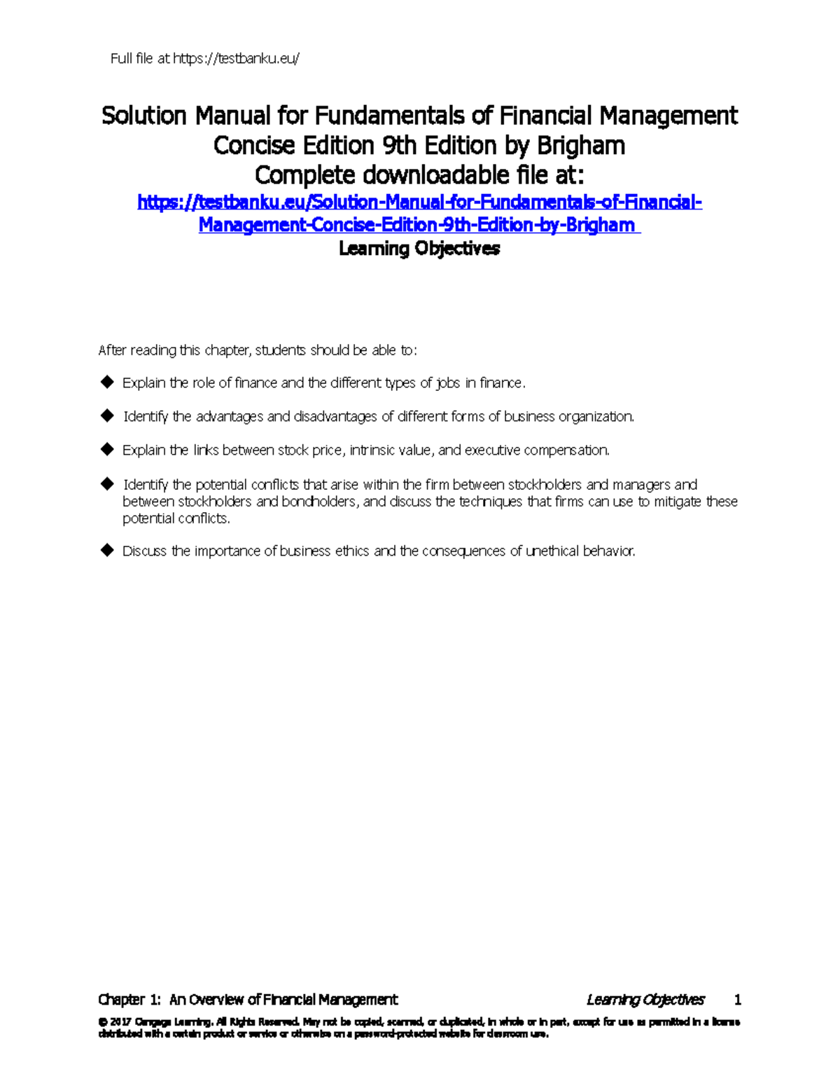 Solution Manual for Fundamentals of Financial Management (Concise 9th ...