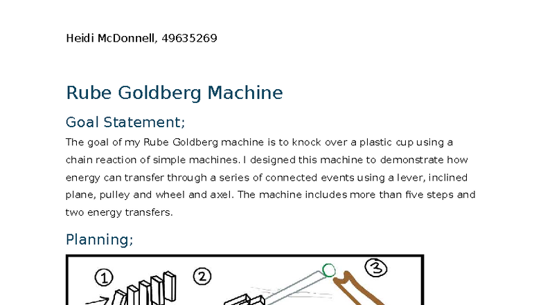 H McDonnell, 49635269 Final Project: Rube Goldberg Machine Design - Studocu