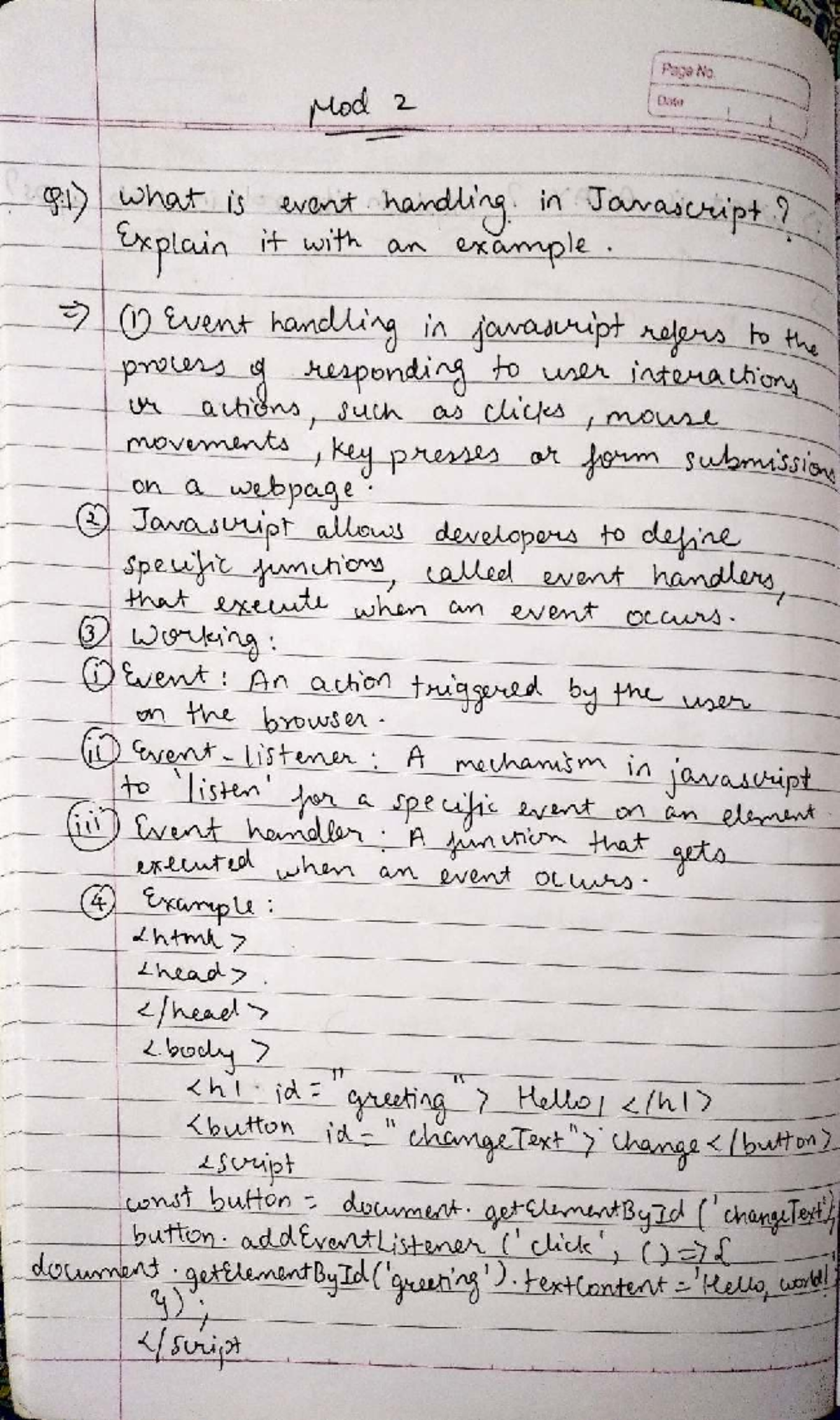 Module 2 - Notes on JavaScript Built-in Objects & DOM Model - Studocu