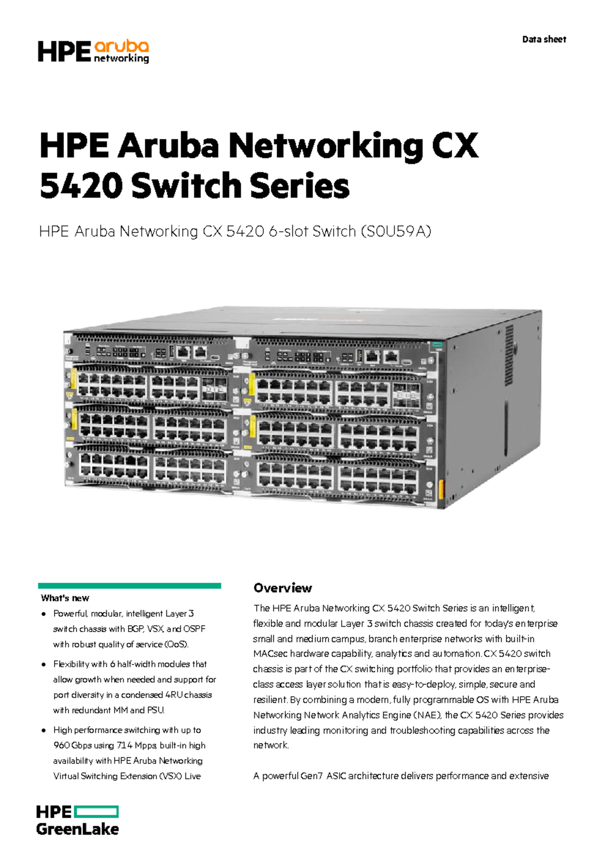 HPE Aruba Networking CX 5420 6-Slot Switch Data Sheet (PSN1014857556 ...