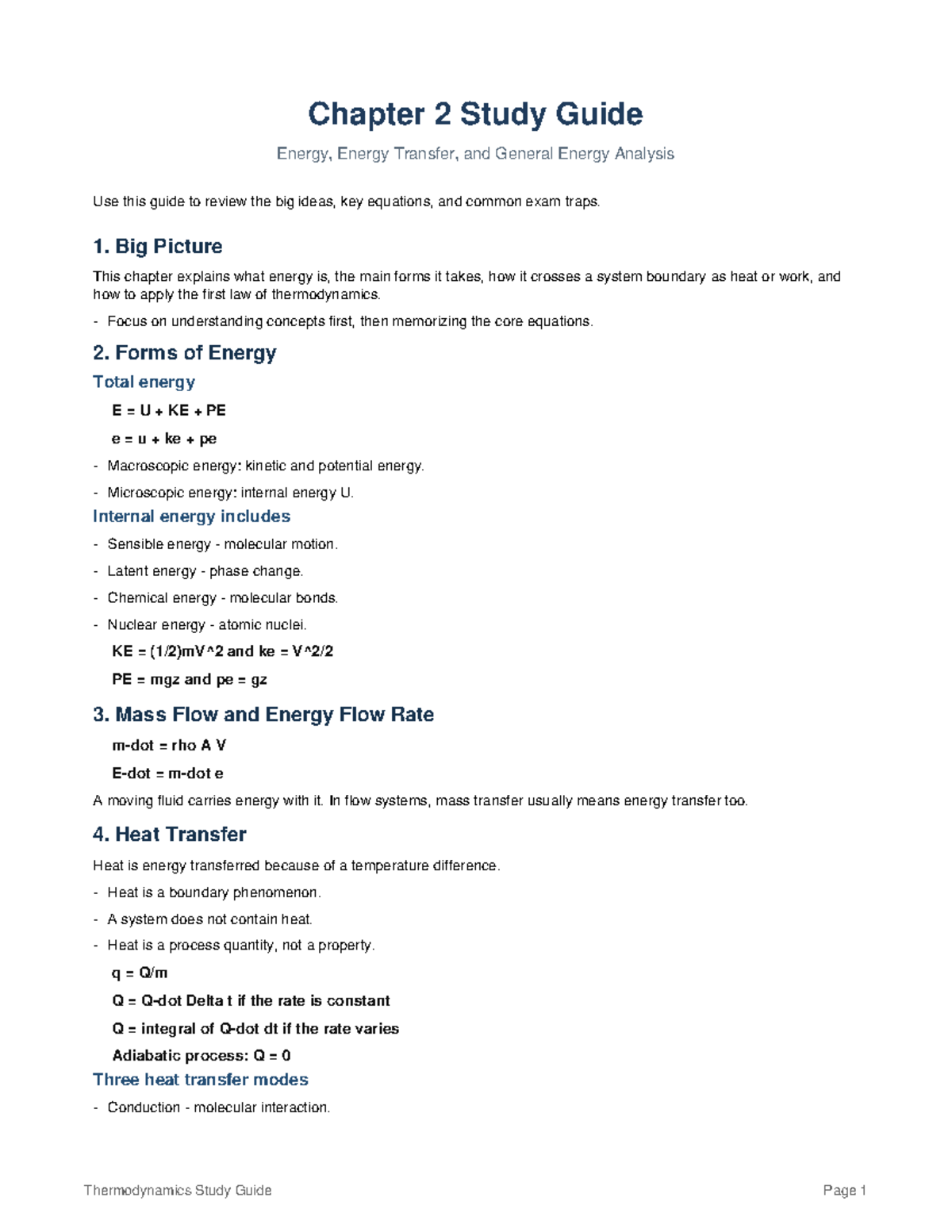 Chapter 2 Study Guide: Energy Transfer & Thermodynamics Concepts - Studocu