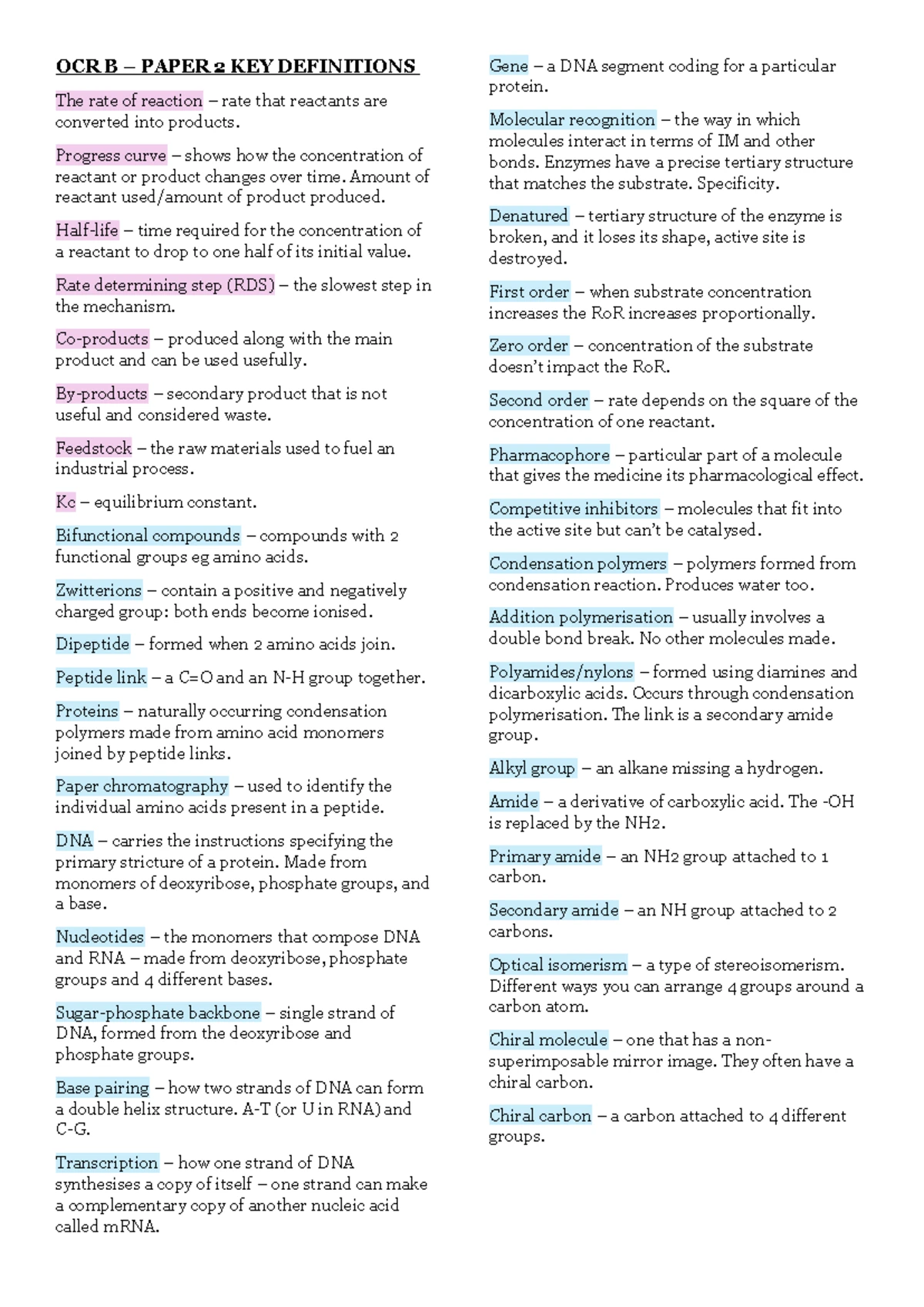 Mechanisms in AQA Chemistry: Key Definitions & Reactions - Studocu