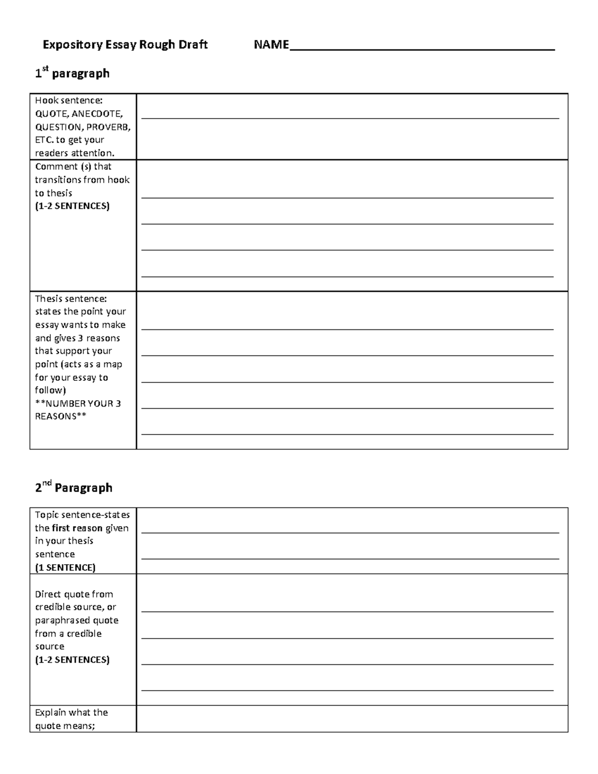 Five Paragraph Argumentative Expository Essay Rough Draft Template ...