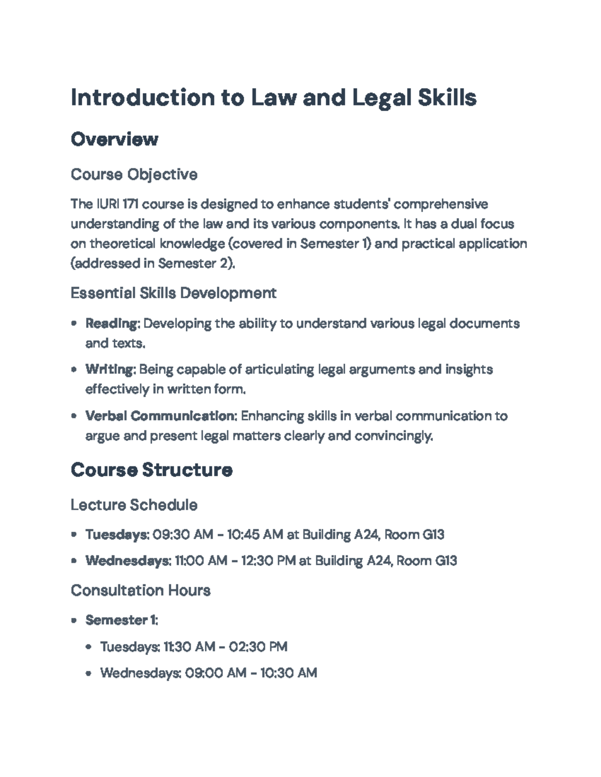 IURI 171: Introduction to Law and Legal Skills Overview and Essentials ...