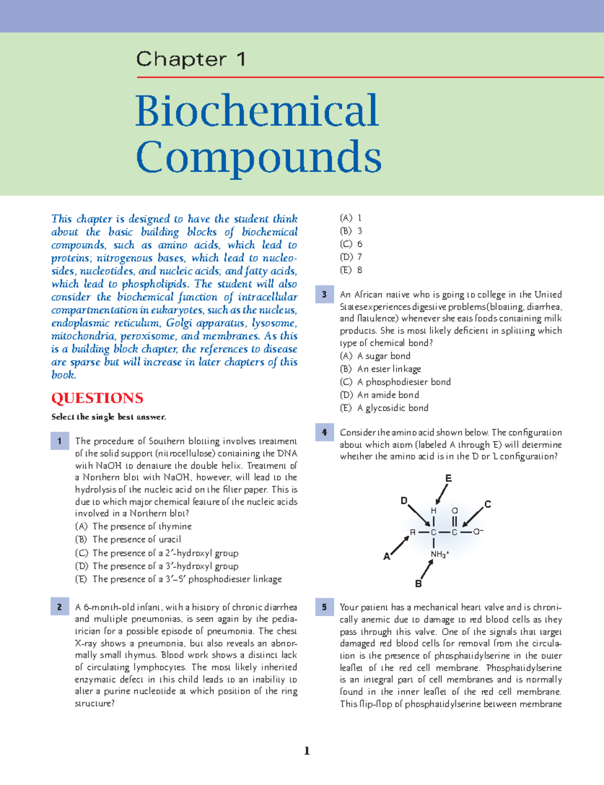 Biochemistry Exam 1 Practice Questions for Chapter 1 - Studocu
