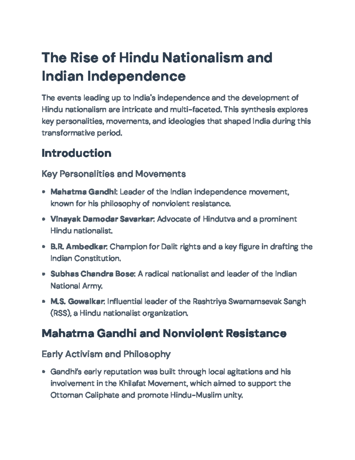 The Rise of Hindu Nationalism and India's Journey to Independence - The ...