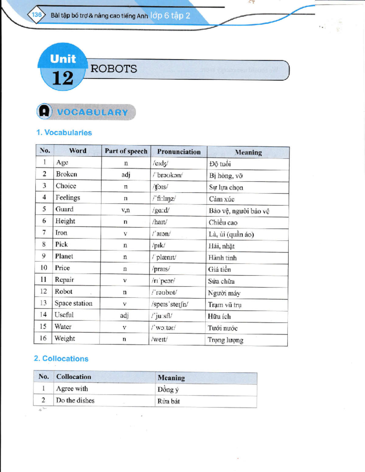 Unit 12: Robots - Vocabulary and Exercises for Advanced English 6 - Studocu