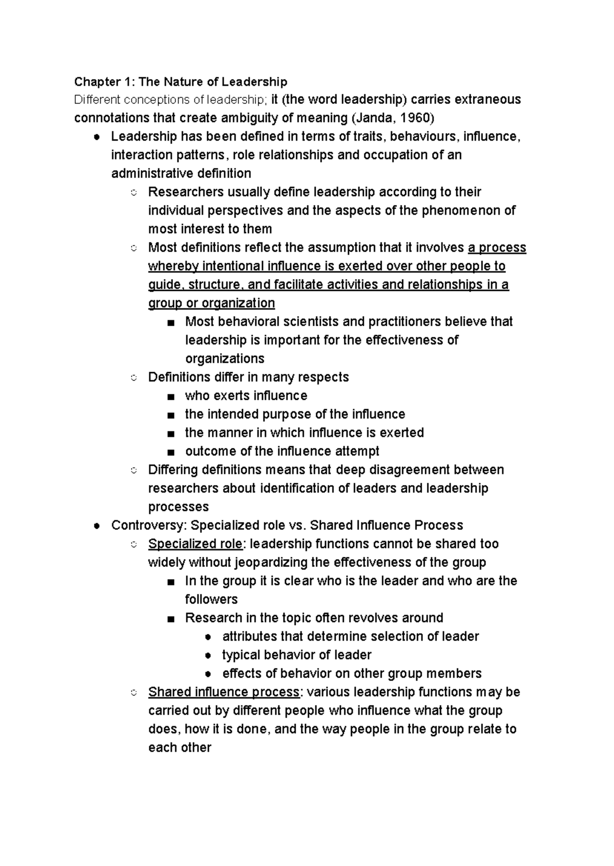 Sammanfattning Leadership in Organizations av Gary Yukl - Chapter 1 ...
