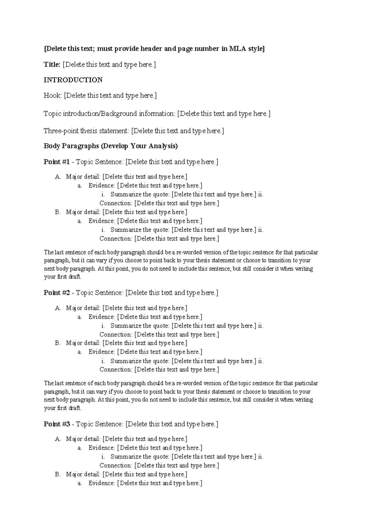 Analytical Outline for RGT Course: MLA Format Guide - Studocu