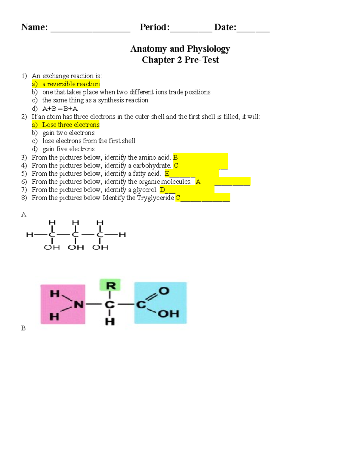 Anatomy and Physiology CH2 Pre-Test Questions - Studocu
