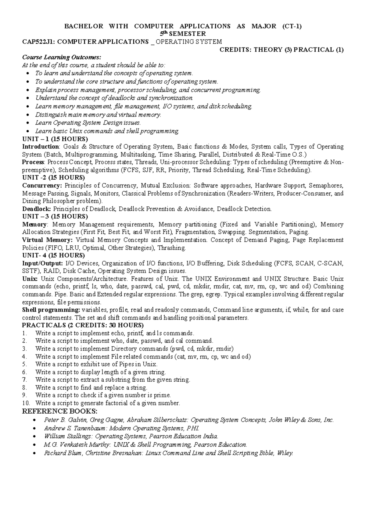 Comp App 10742 - Syllabus 5th Sem - BACHELOR WITH COMPUTER APPLICATIONS ...