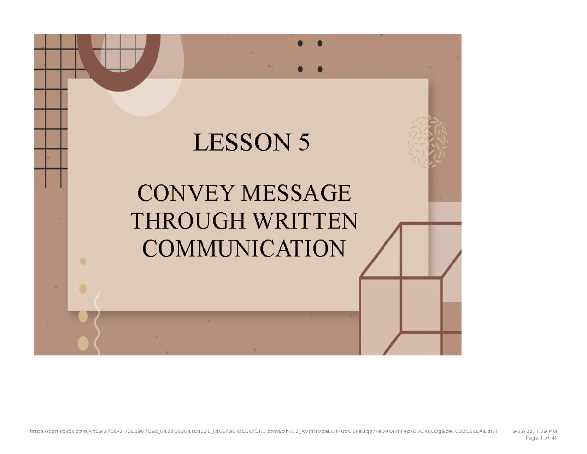596025335 Lesson 5: Conveying Messages Through Written Communication ...