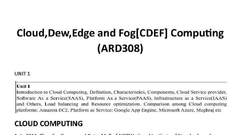 CDEF 1: Comprehensive Cloud Computing Notes and Concepts - Studocu