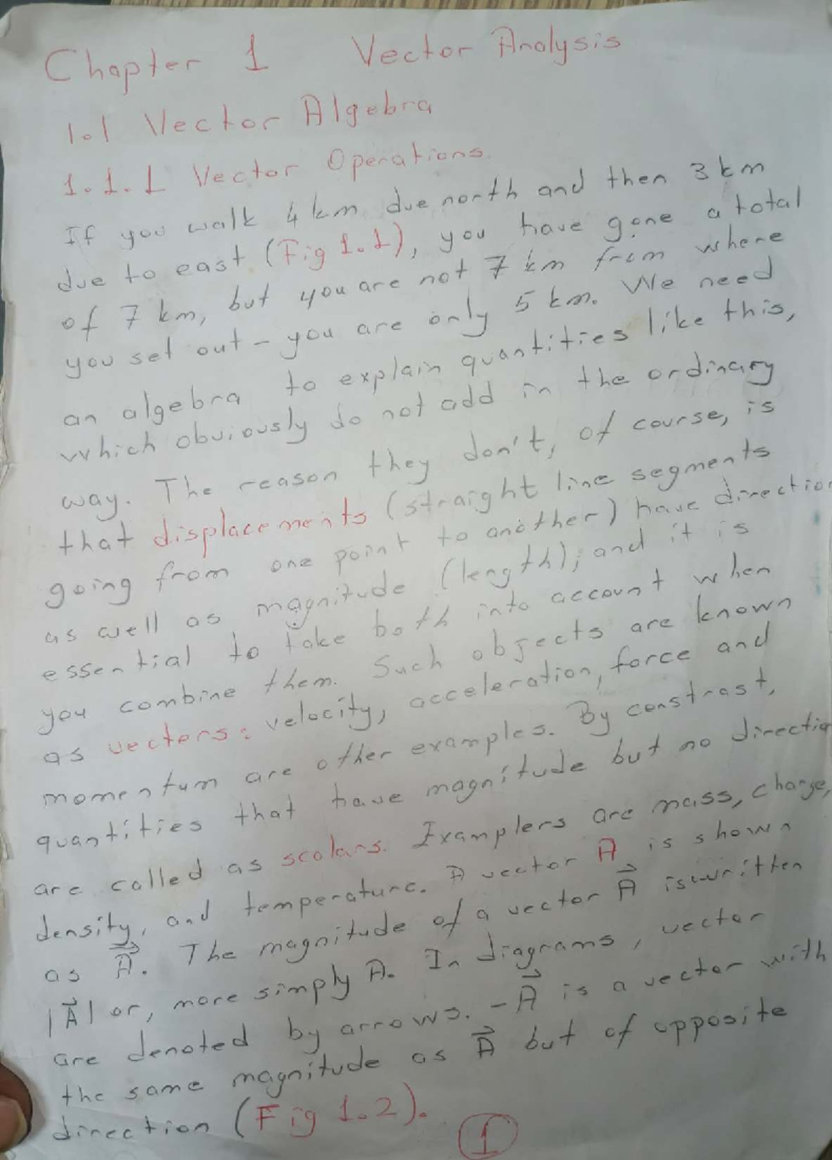 Chapter 1: Vector Analysis 101 - Understanding Vector Operations - Studocu