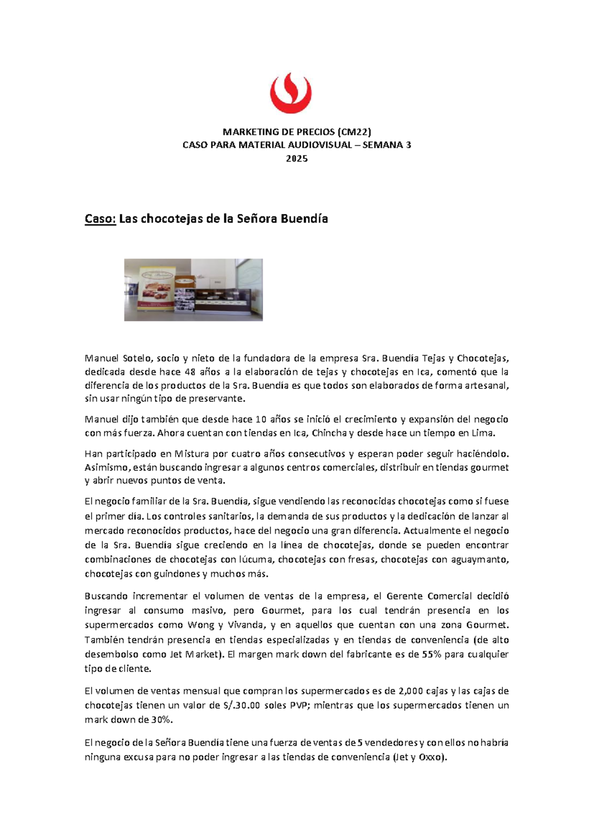 Caso de Marketing de Precios (CM22) - Chocotejas Sra. Buendía 2025 ...