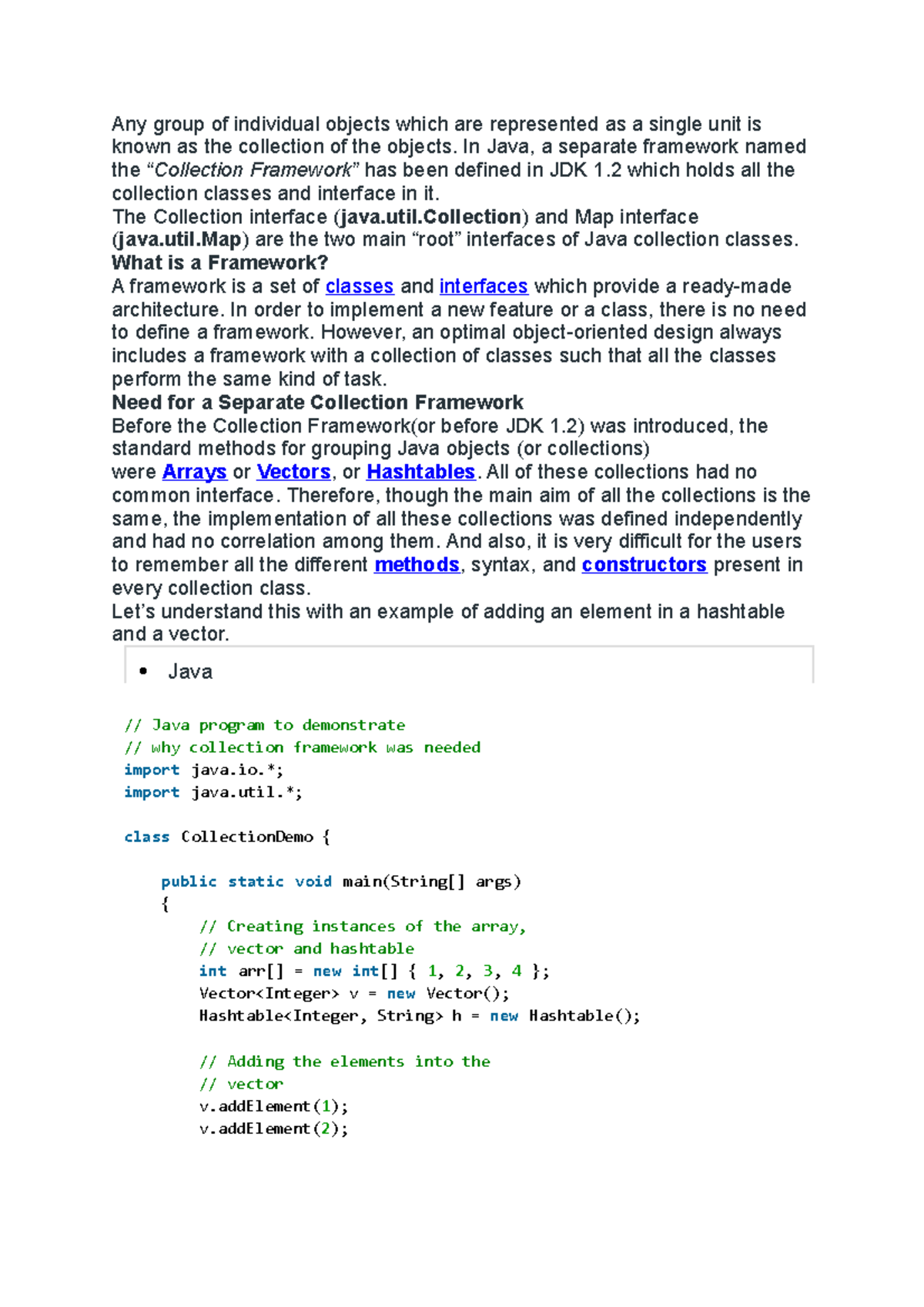 Java Collection Framework Overview and Usage Guide - Studocu