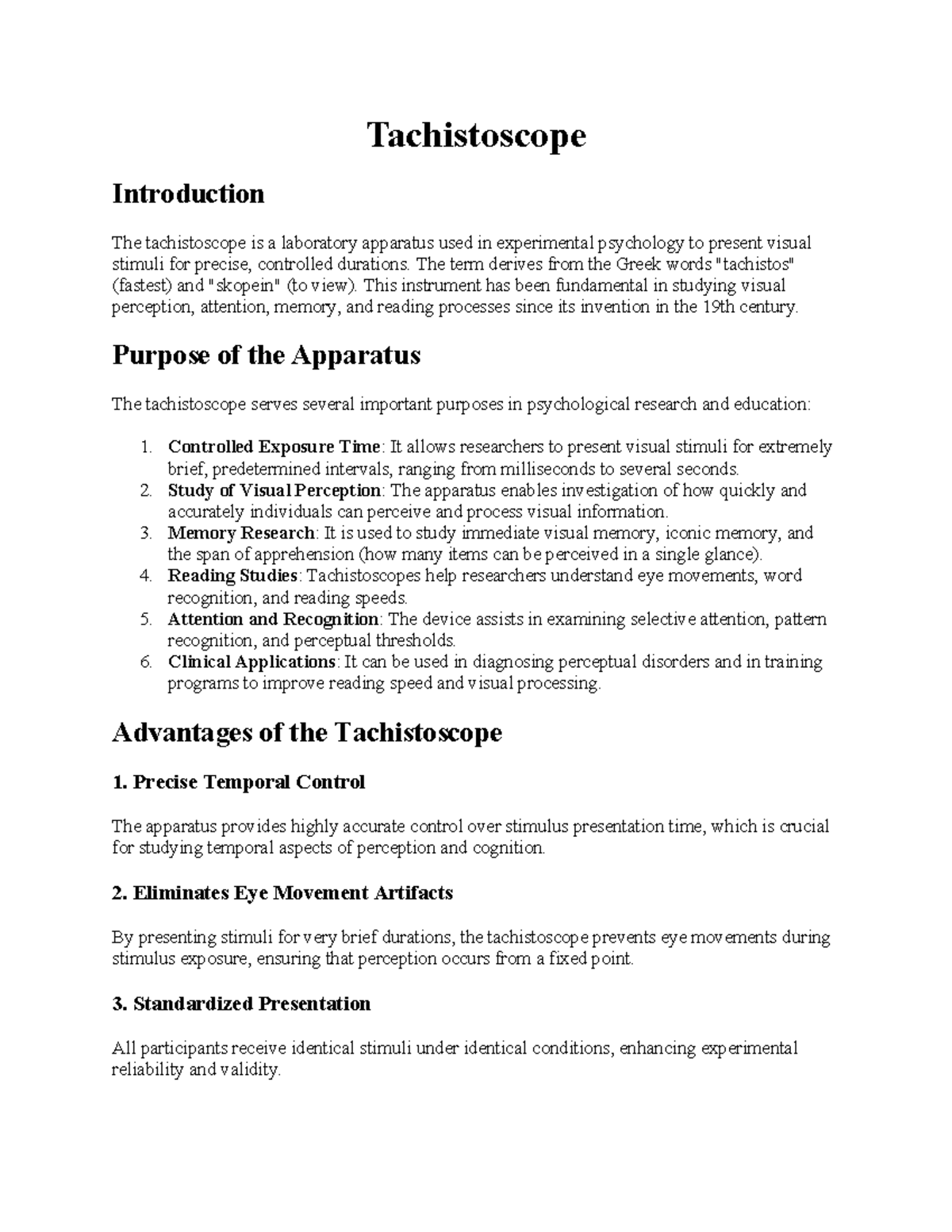 Tachistoscope - Practical Write-Up for Experimental Psychology - Studocu