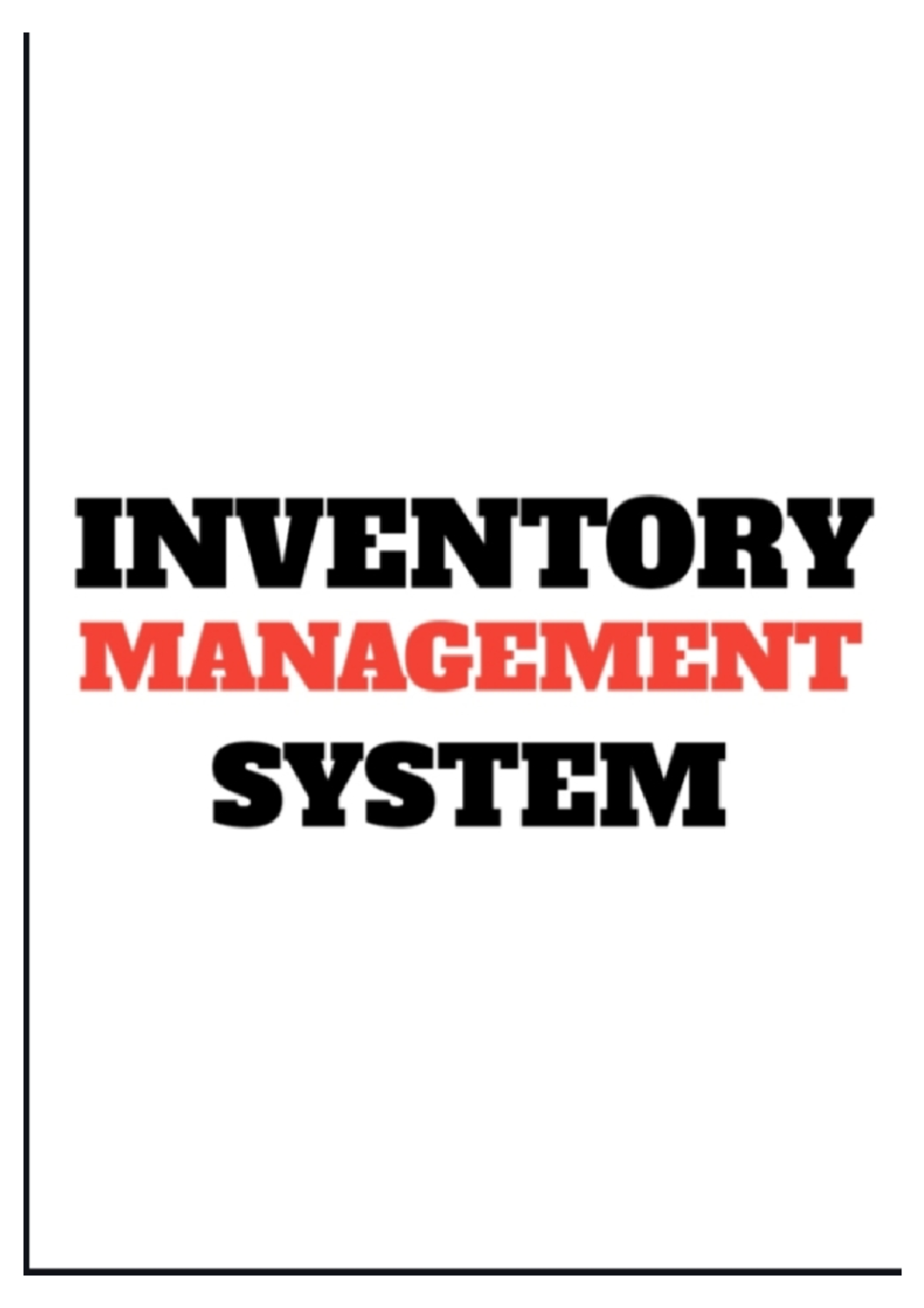 Inventory Management System - HRUA;OKDF Project Overview and Code - Studocu