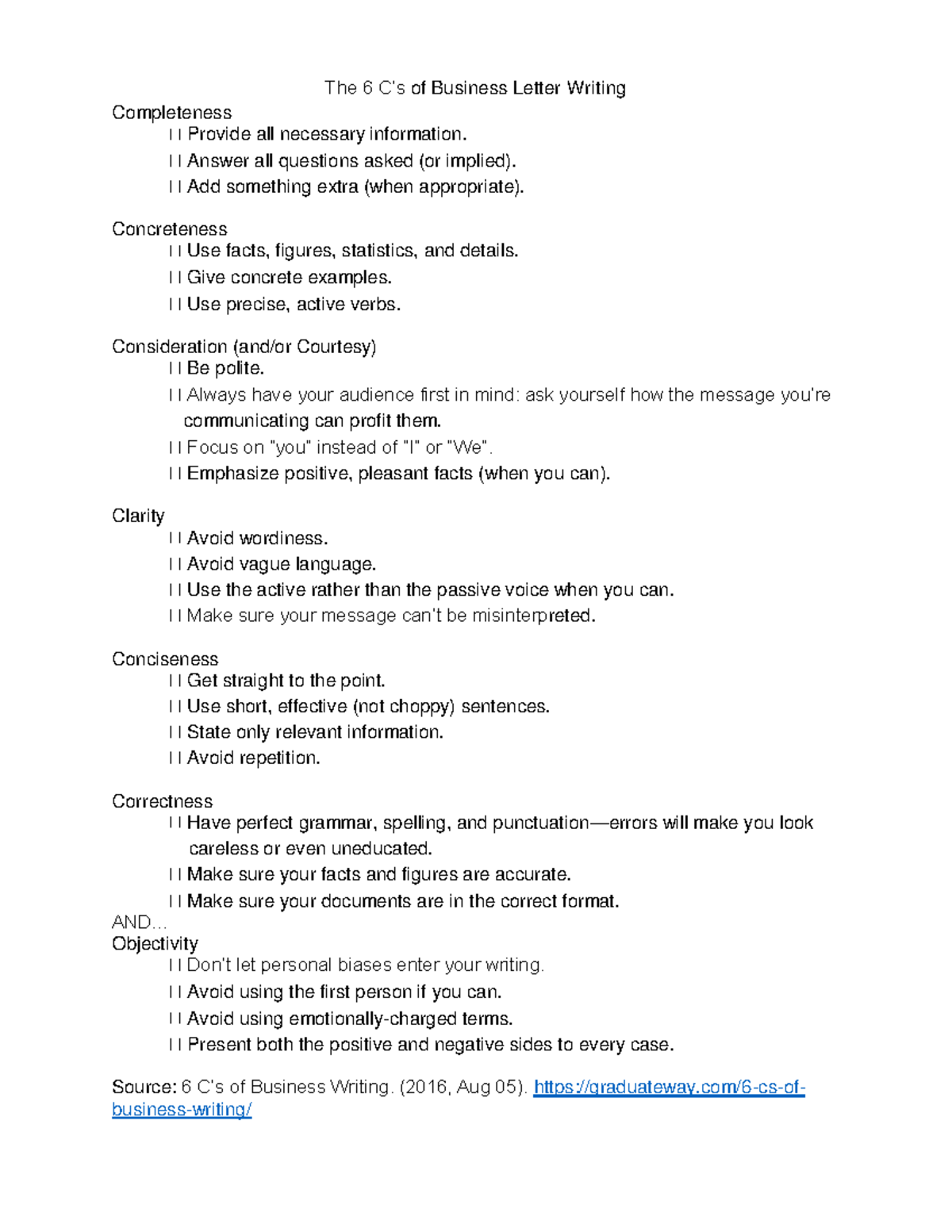 The 6 Cs of Business Letter Writing for College Students - Studocu