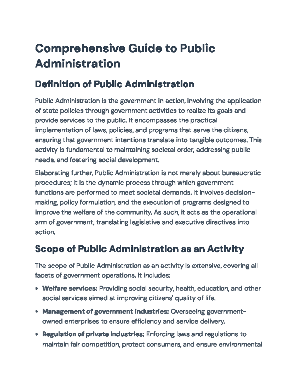Comprehensive Overview of Public Administration Theories & Approaches - Studocu