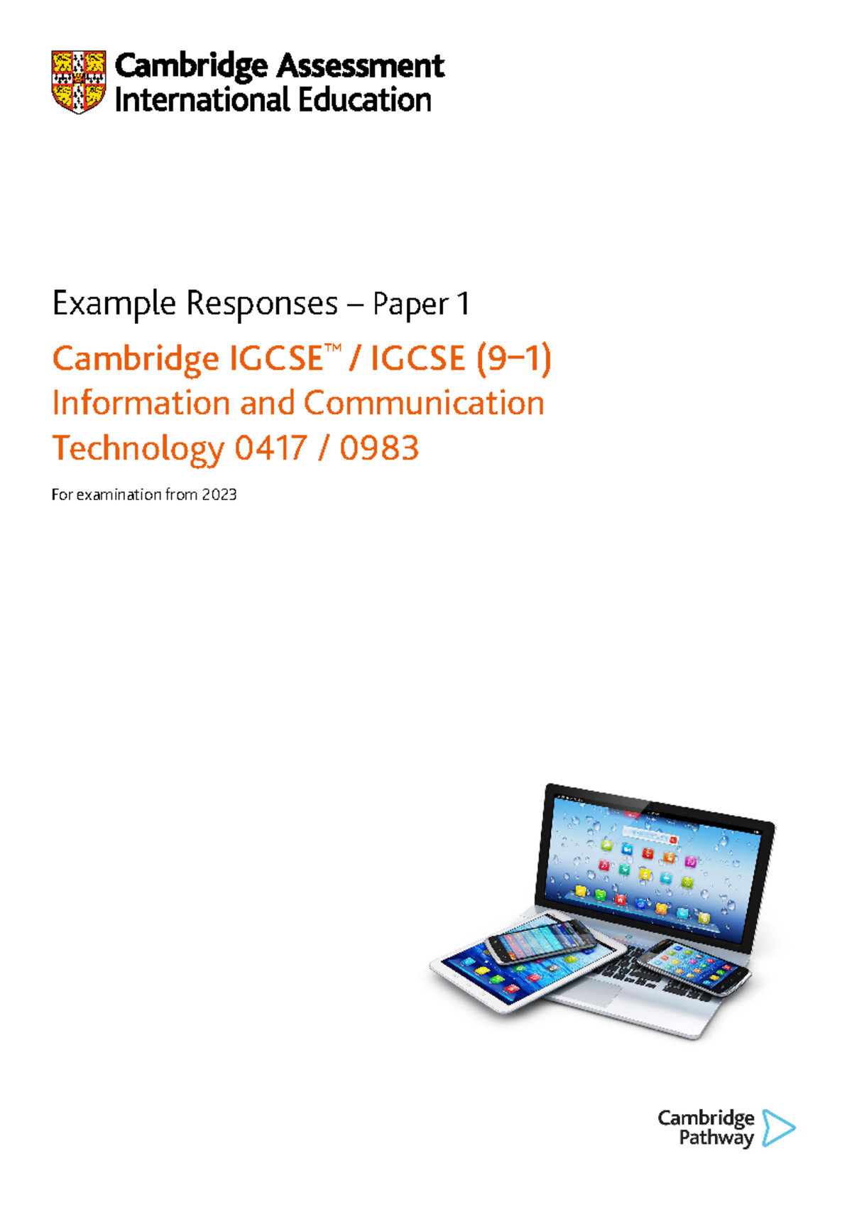 Example Candidate Responses for ICT 0417 Paper 1 (June 2023) - Studocu